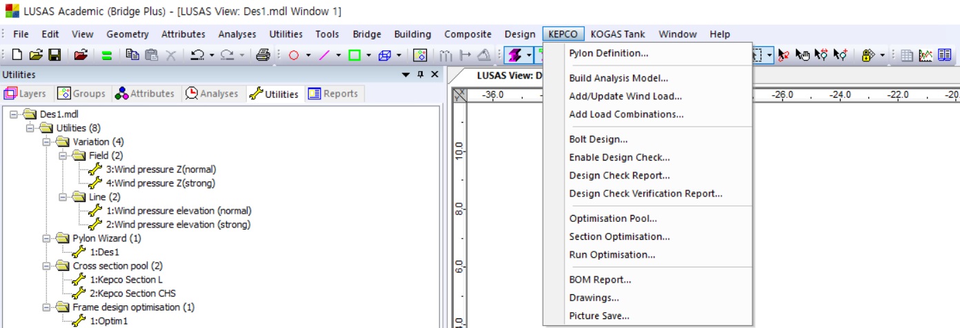 해석 모델 구성 - LUSAS KEPCO