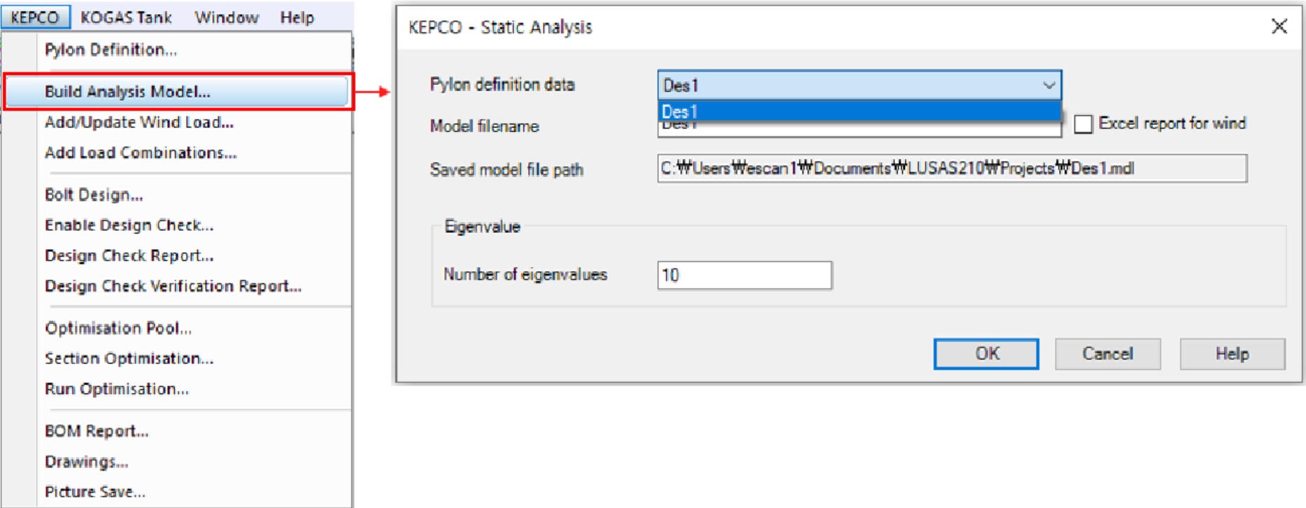 해석 모델 구성 - LUSAS KEPCO